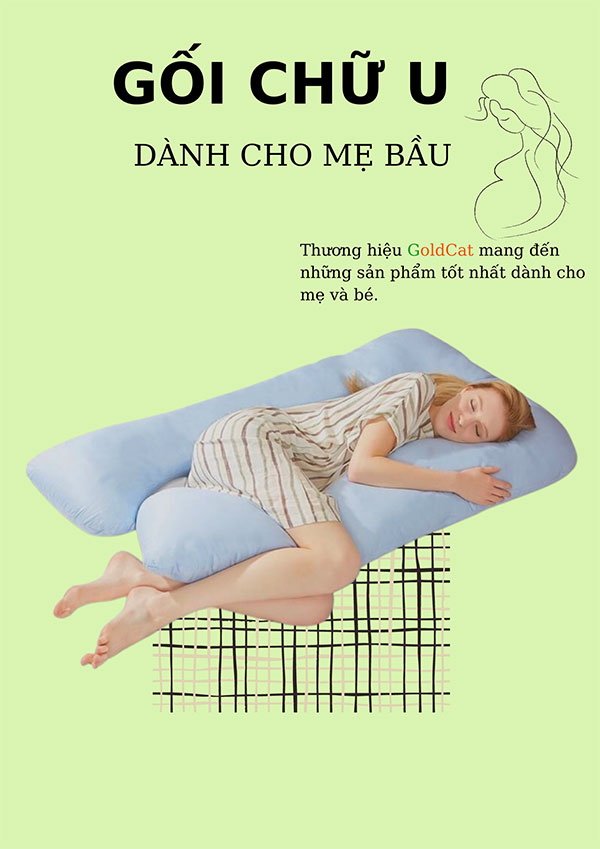 Gối Chữ U Cho Mẹ Bầu GoldCat - Vải Muslin